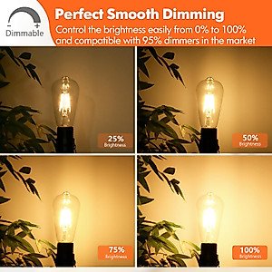 Kondras Dimmable Vintage LED Edison Bulbs, 4W 40W Equivalent LED Bulbs, ST58 Antique LED Filament Bulbs, 2700K Warm White LED Light Bulbs, E26 Gold Base Bulbs, Clear LED Bulbs CRI90+, 4 Packs