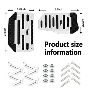 2PCS Non- Slip Automatic Transmission Pedal Covers Replacement Kit,Aluminum Alloy Gas Pedal&Brake Pedal Cover Sporty Car Decor,Universal Car Accessories for Car Safty (Silver/2pcs)