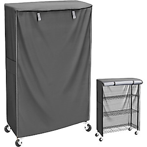MOLLYAIR Wire Shelf Cover,600D Heavy Duty Waterproof Dustproof Standing Shelf Units Cover, Storage Rack Cover with Zipper for Metal Shelving,(Cover only) (Grey, 36" L x 14" W x 54" H)