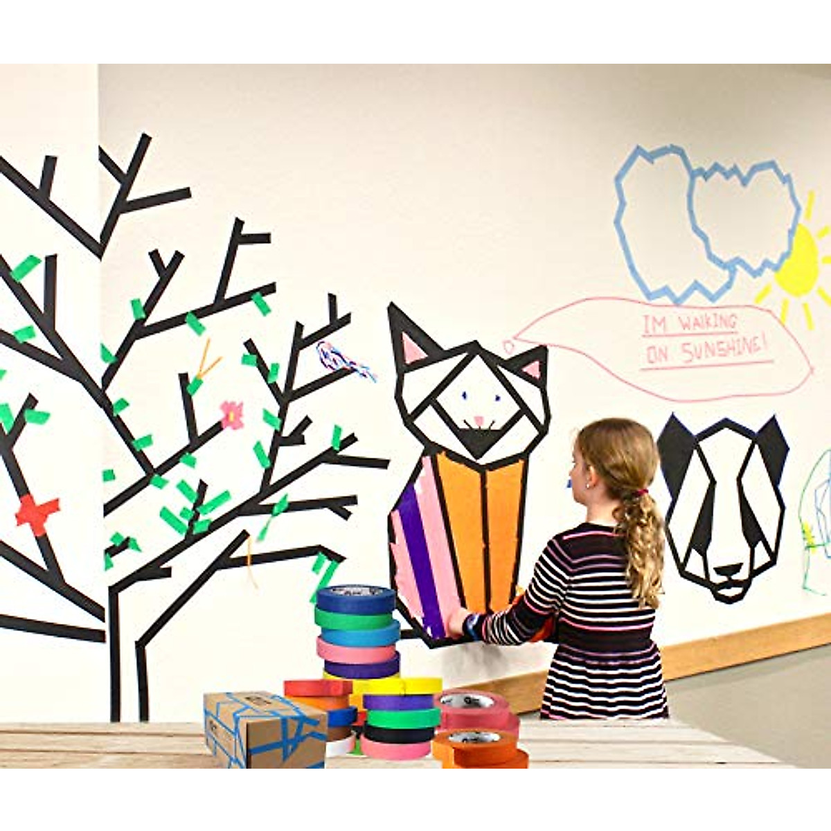 Masking Tape Dispenser by BAM! Tape | Includes 10 Rolls Colored Maker Tape, 1” x 60 Yard, 600 Total Yards | Arts and Crafts Supplies | Multi-Use Labeling, Education, Office, Home, Classroom