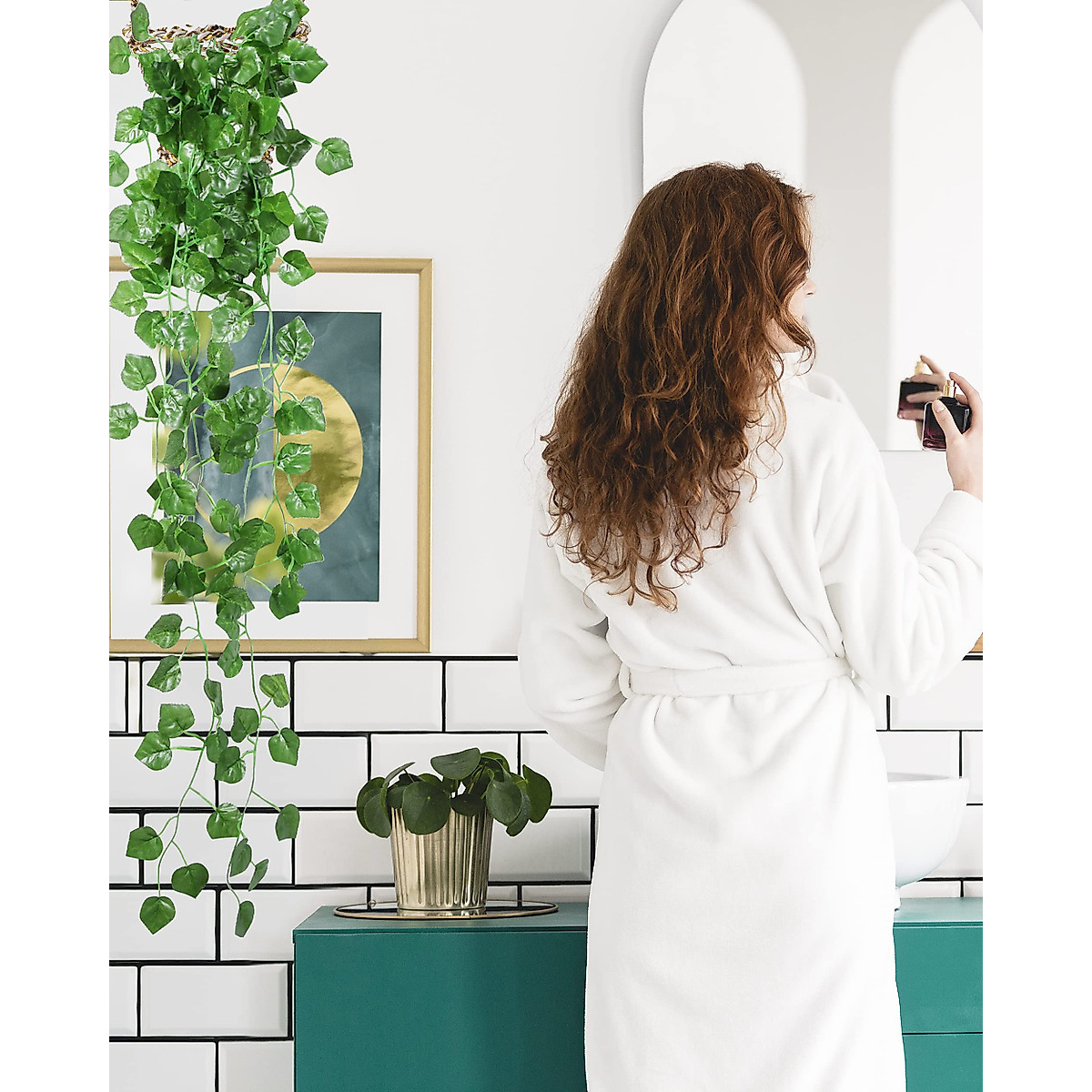 Omldggr 3 Pieces Artificial Hanging Ivy Vine Artificial Hanging Plants Artificial Plants Vines for Indoor Outside Home Garden Office Decor