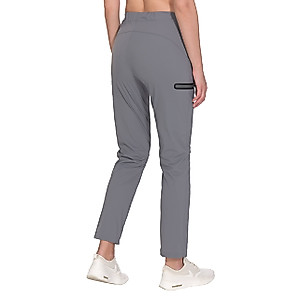 Little Donkey Andy Women's Ultra-Stretch Quick Dry Lightweight Ankle Pants Drawstring Active Travel Hiking Gray M