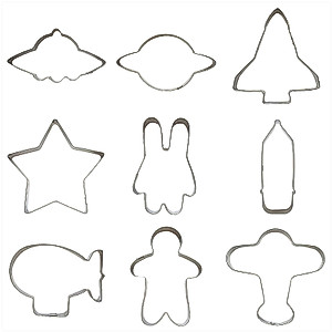 Mini Space Alien Series Cookie Cutter Set of 9 pcs, Stainless Steel Universe UFO Alien Fondant Cutters Set Pastry Biscuit Baking Clay DIY Molds for Kids