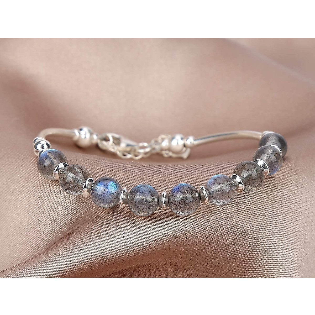 Jan&Dee Manual Original Labradorite Gray Moonstone Crystal Bracelet