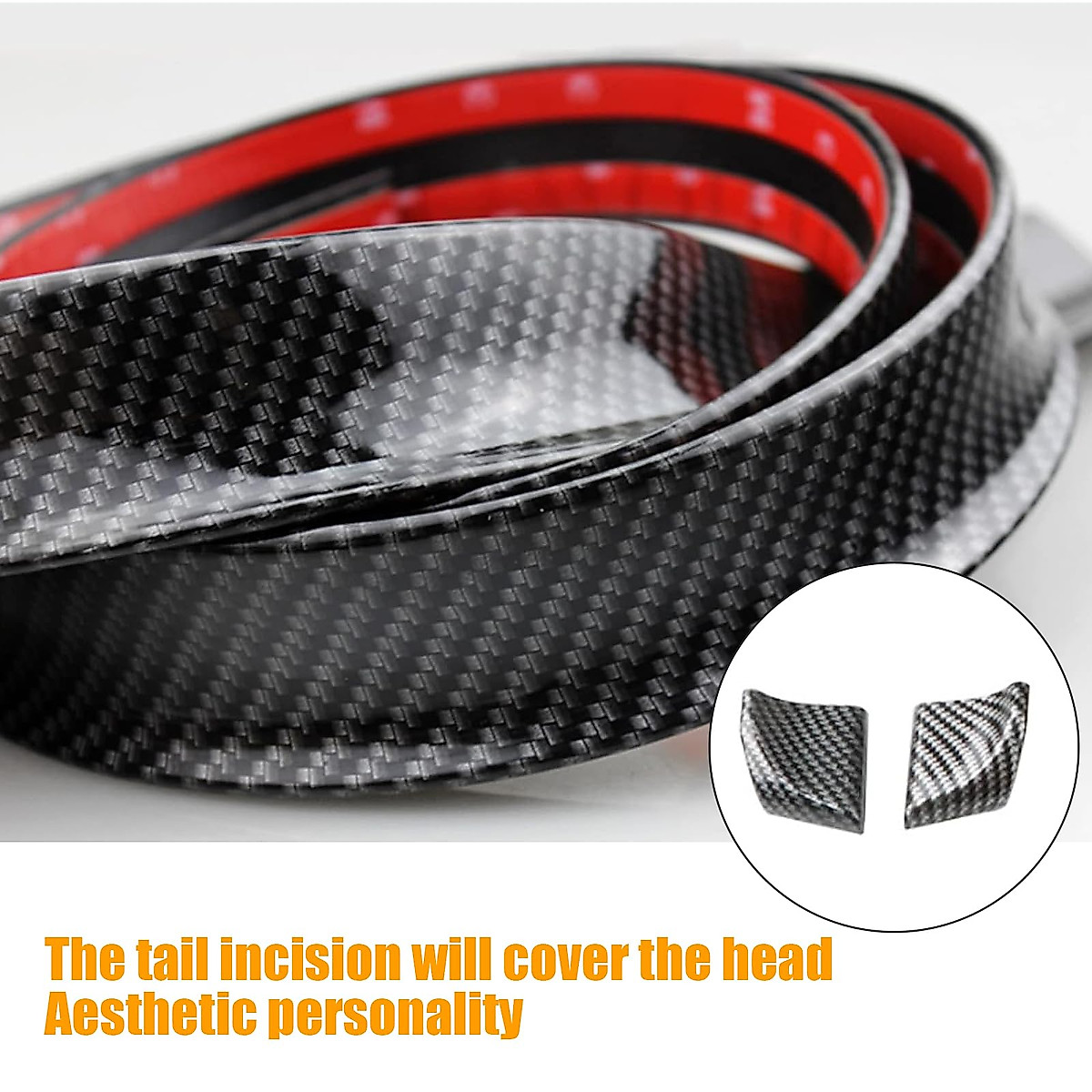 ZKFAR 1 PC Universal Car Decorative Strip, 59In Car Rubber Strip Bar Spoiler Tailfin, Car Trunk Spoiler Lip Kit, Fit for Most Cars (Carbon Fiber Black)