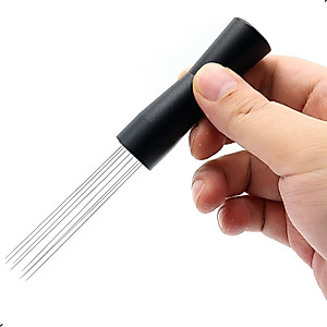 Espresso Coffee Stirrer, Coffee Stirring Tamper WDT Distribution Tool, Needle Type Distributor Hand Stirrer Tool (Black）