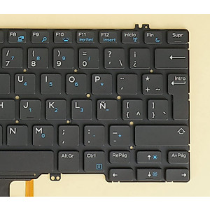 AZUBAYCOM 0W6T39 LA Spanish Keyboard for Dell Latitude 5280 5288 5289 5290 7280 7290 7380 7390, 5285 2-in-1, 7389 2-in-1, 7390 2-in-1 Backlit Black