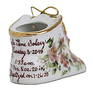 Porcelain Baby Shoe - Baptism or Christening - 100% Hand Painted Ceramic Baby Shoe Keepsake- Baby Dedication