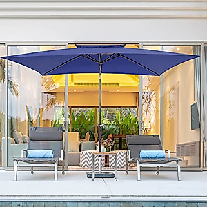 Pakarde 6.6x10ft Rectangle Patio Umbrellas 2 Tiers Outdoor Table Umbrella with Push Button Tilt and Crank for Pool, Backyard, Deck, Picnic, Yard