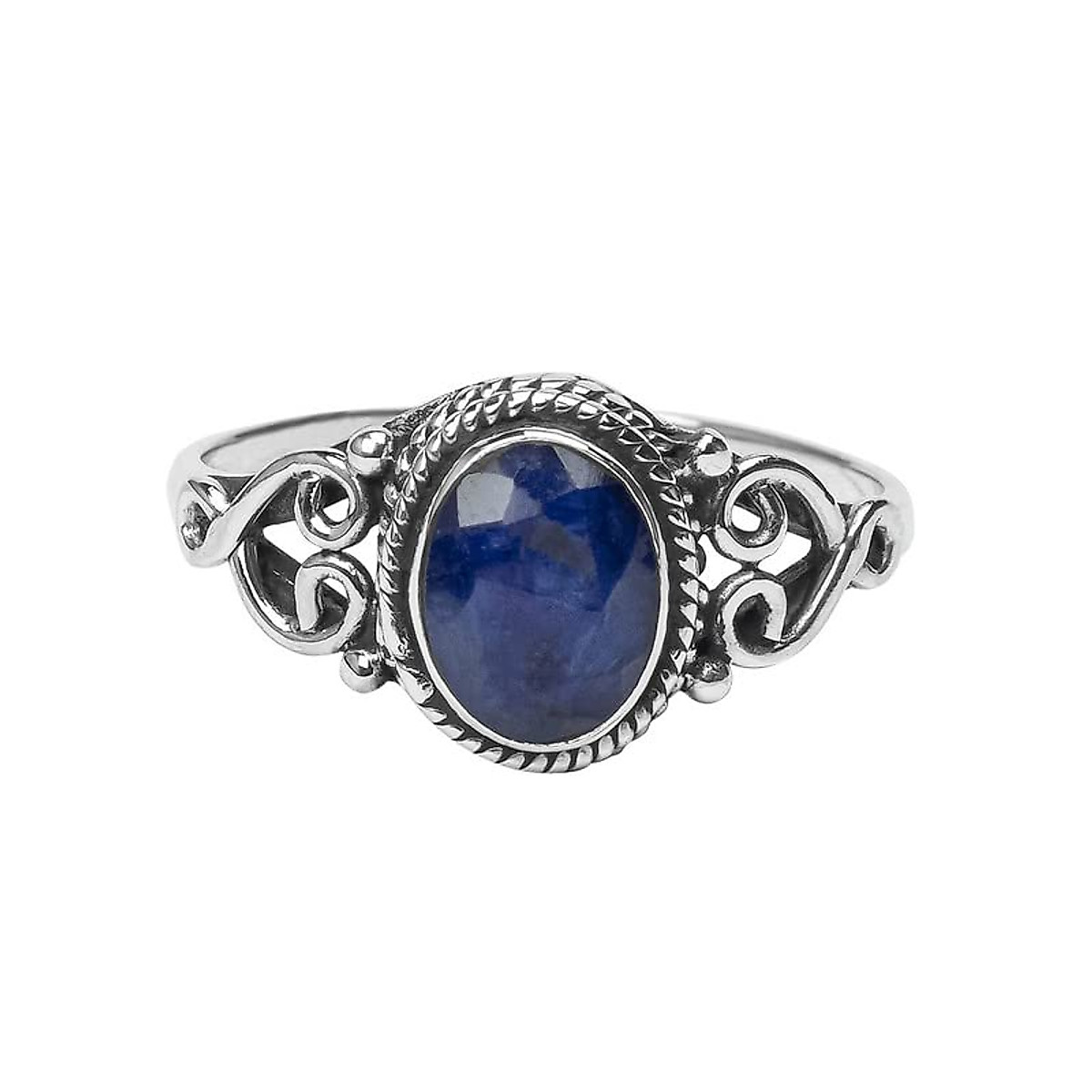 Blue Sapphire Stone Ring 925 Sterling Silver Statement Ring For Women Handmade Rings Gemstone Christmas Promise Ring Size US 10 Gift For Her