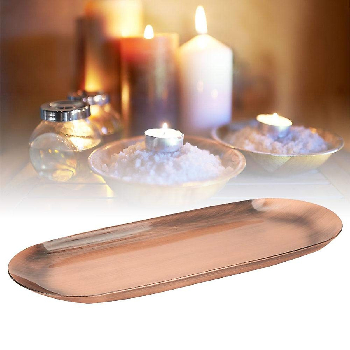 Fishlor Candle Tool Tray, Large Storage Tray, 430 Stainless Steel Candle Tool Tray Organizer Aromatherapy Organizer Tray(Retro Red Copper)