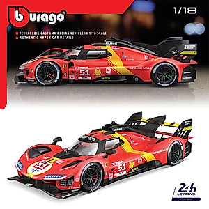 Bburago 2023 Ferrari 499P 3.0L Turbo V6 - Winner Le Mans in 1:18 Scale #18-16301