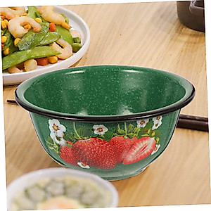 Operitacx Thickened Enamel Bowl Japanese Ramen Bowls Rice Bowls Japanese Pasta Accessories Enamel Popcorn Bowl Kneading Dough Bowl Instant Noddle Bowl Lunch Supply Soup Bowl Food Accessories