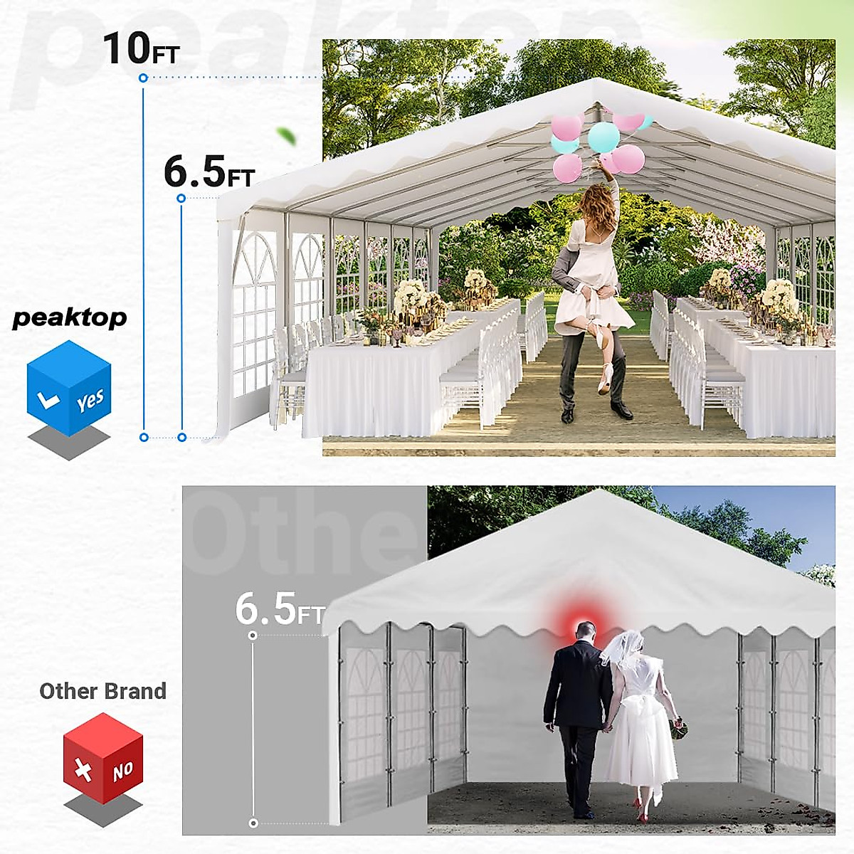 PEAKTOP OUTDOOR 20'X40' Party Tent Heavy Duty Wedding Tent Outdoor Gazebo Event Shelter Canopy with Carry Bags