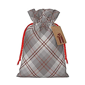 Drawstrings Christmas Gift Bags Fraser-Hunting-Tartan-Gray Presents Wrapping Bags Xmas Gift Wrapping Sacks Pouches Medium