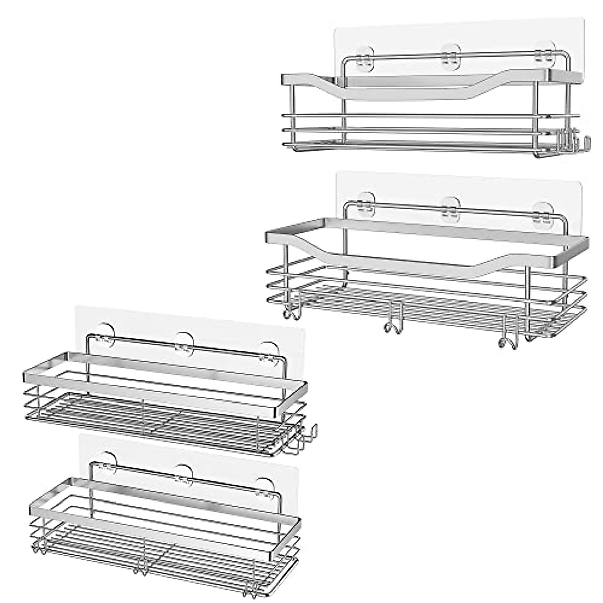 Orimade 2-Pack Adhesive Shower Caddy bundle with 2-Pack Shower Organizer