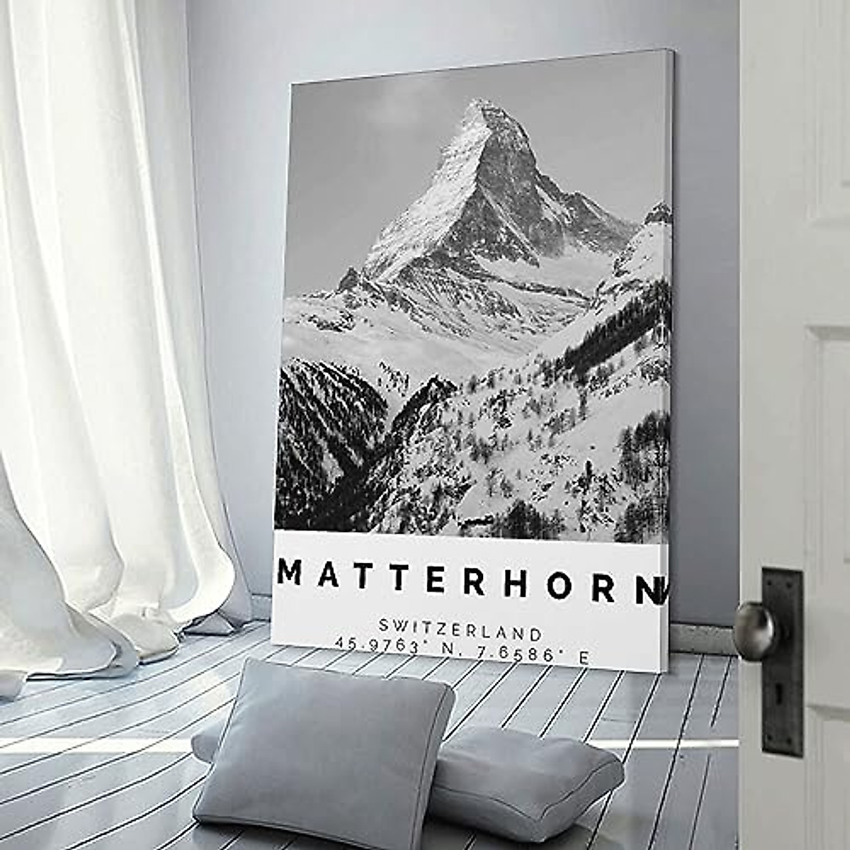 Matterhorn Poster Black And White Photo, Matterhorn Wall Art, Matterhorn Travel Poster, Matterhorn P Canvas Art Poster And Wall Art Picture Print Modern Family Bedroom Decor Posters 16x24inch(40x60cm)