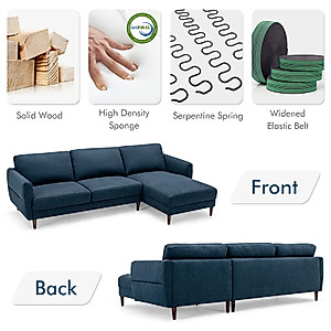 Giantex Sectional Sofa Couch Set, 3-Seat Sofa with Chaise Lounge, Modern L-Shaped Sofa Set for Living Room Apartment Office, Easy Assembly (Navy Blue)