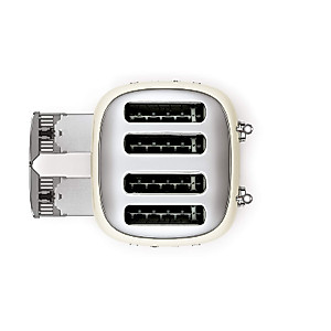 Smeg 50s Retro 4-Slot Toaster TSF03CRUS Bundle with Bamboo Tongs - Cream