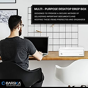 Barska CB13118 Key Lock Multi-Purpose Desktop Envelopes Cash Documents Suggestions Drop Box Organizer White 15.75" x 11" x 4.87"