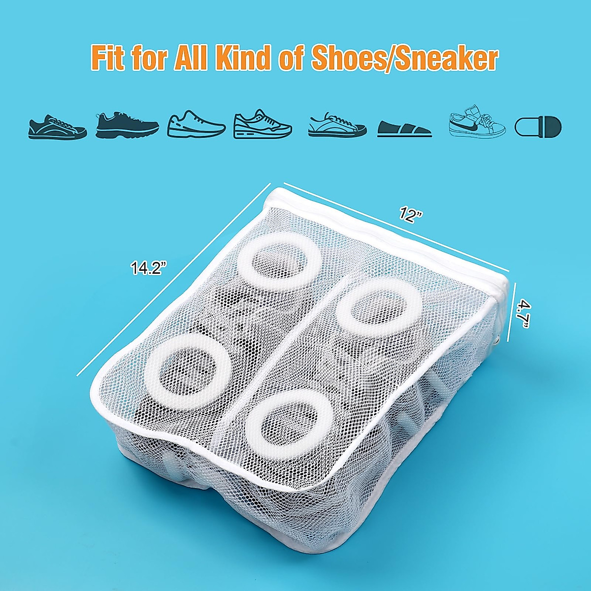 OKAKA 2Pcs Shoes Wash Bags Mesh Laundry Bags Sneaker Mesh Washing Bags for Gym Shoes,Sneaker,Slipper, and Other Washer-Safe Footwear