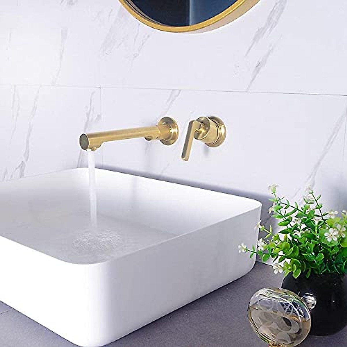 ZHANGYUEFEIFZ Bathroom Sink Faucet Sink Faucet Bathroom Vanity Faucet Solid Brass Sink Faucet Hot and Cold Single Handle countertop Toilet Crane Hot and Cold Faucet (Color : Brushed Gold)