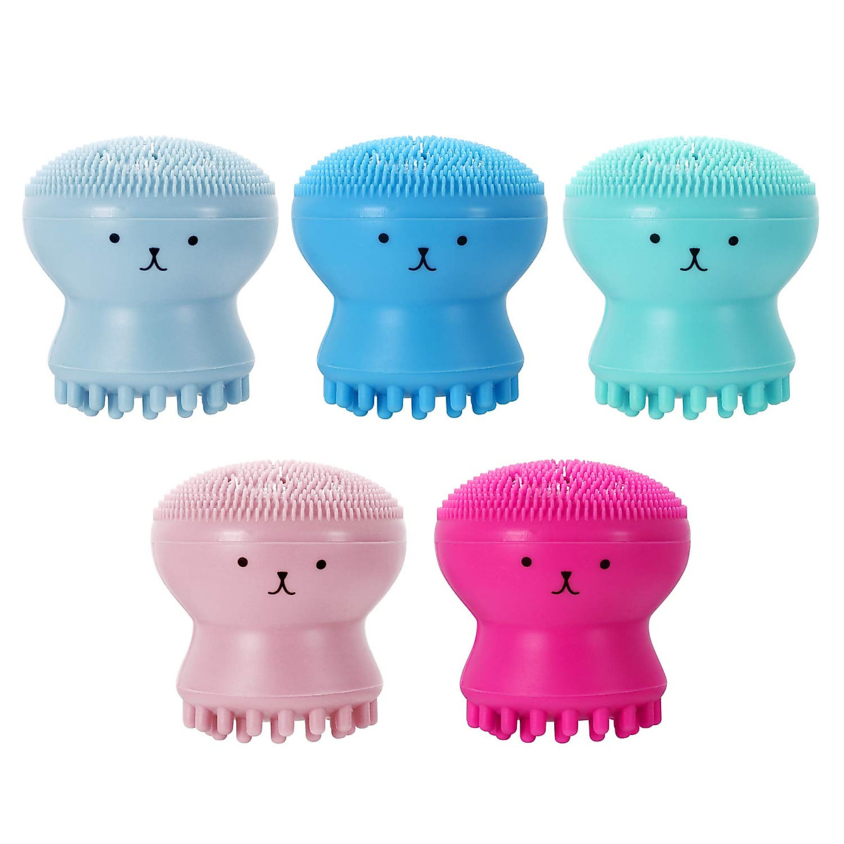 Vtrem Women's Silicone Face Scrubber: 5 Pack Octopus Face Scrubber Facial Silicone Scrubber for Face for Deep Exfoliating Massage Cleansing Brush Beauty Tools