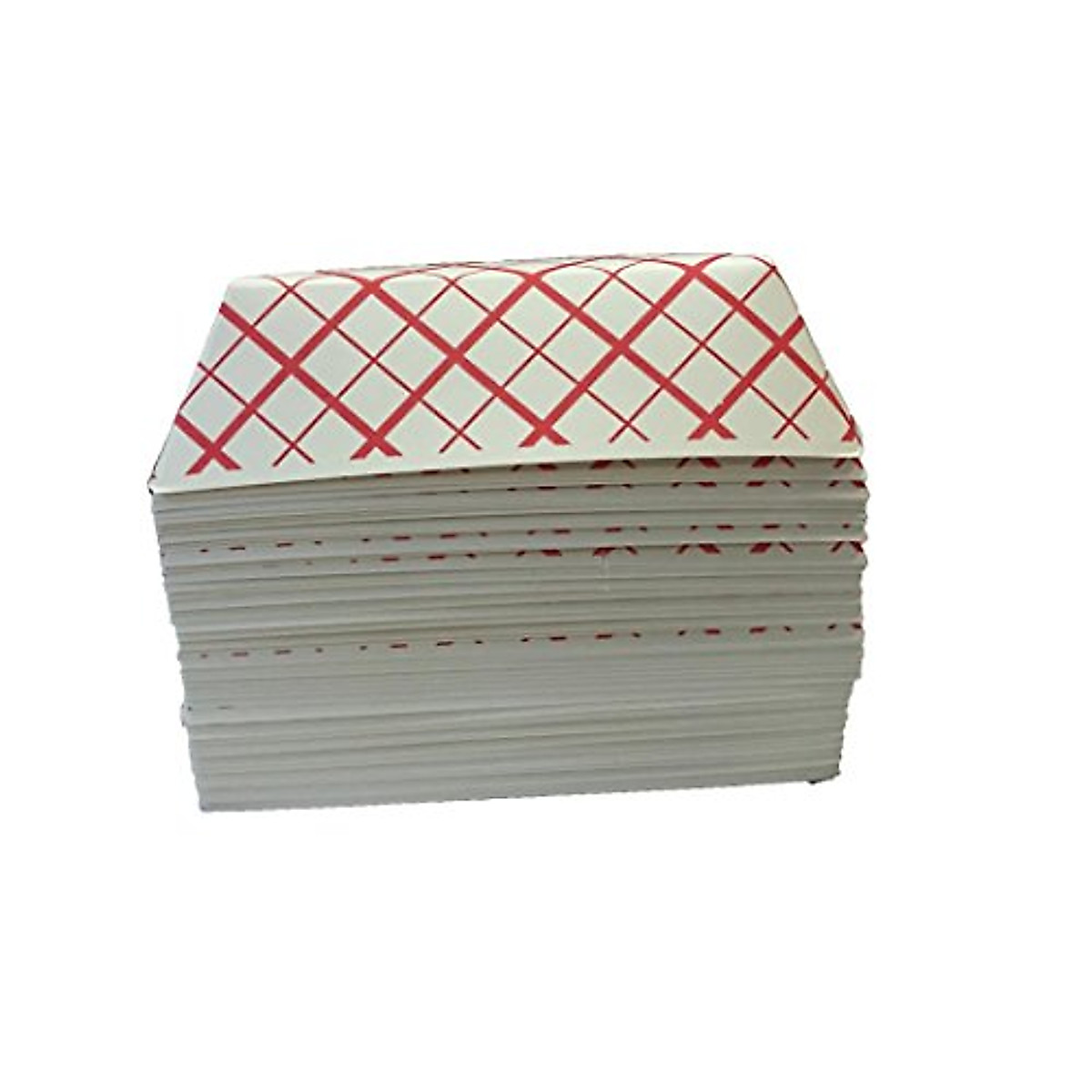 Mr Miracle 2.5 Pound Red White Plaid Paper Food Tray with Clear Plastic 4 Ounce Dip Cups. pack of 50 Sets of trays and Cups