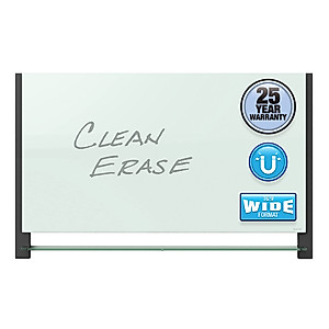 Quartet Glass Whiteboard, Magnetic Dry Erase White Board, 50" x 28", Wide Format with Invisible Mount, Black Aluminum Frame, Evoque (G5028BA)