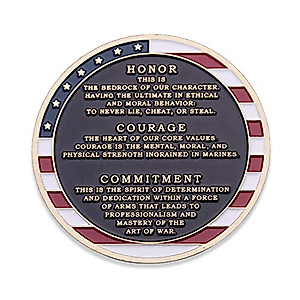 Marine Corps Core Values Challenge Coin - USMC Challenge Coin - Amazing US Marines Military Coin - Designed by Marines for Marines & Veterans!