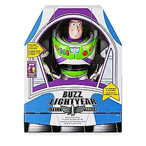Disney Store Official Buzz Lightyear Interactive Talking Action Figure from Toy Story, 11 inch, Features 10+ English Phrases, Interacts with Other Figures and Toys, Light-Beam Features, Ages 3+