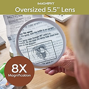 iMagniphy 8X Desk Magnifier with Light- Desktop Magnifying Glass with Light and Stand- Great to Repair Tech Gadgets & Hands-Free Reading, Crafts- Magnifying Desk Lamp with 6 LED Lights & Sturdy Base