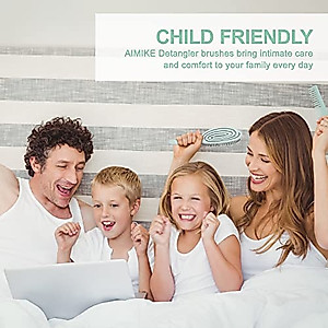 AIMIKE Detangling Hair Brush, Vented Detangler Brush for Curly, Thick & Knotted Hair, No Pull Detangling Brush w/ Flex Soft Bristles, Glide Through Tangles for Women, Kids, Men, Wet & Dry Hair- Green