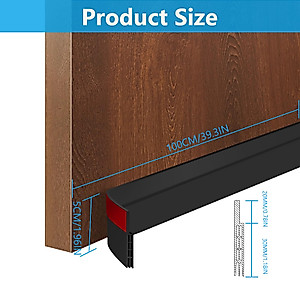 Ainiv 2 Pack Door Draft Stopper Under Door Seal, 2" W x 39" L Cutable Soundproof Door Seal, Adhesive Under Door Sweep for Exterior & Interior Doors Dust and Noise Insulation Weather Stripping-Black