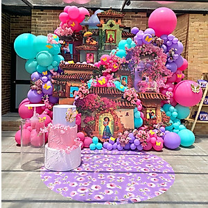 Encanto Balloon Garland Arch Kit, Magic House Mirabel Theme With Hot Pink Purple Balloons For Moana Birthday Girl's Baby Shower Bridal Shower Wedding Valentine Party Decorations