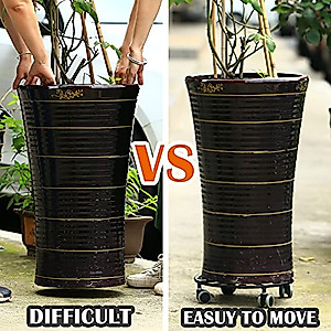 5 Pack Plant Caddy with Wheels Heavy Duty 13.5 Inches Metal Plant Stand with Wheels Plant Dolly Rolling Plant Stand Plant Roller with Casters for Indoor and Outdoor, Black