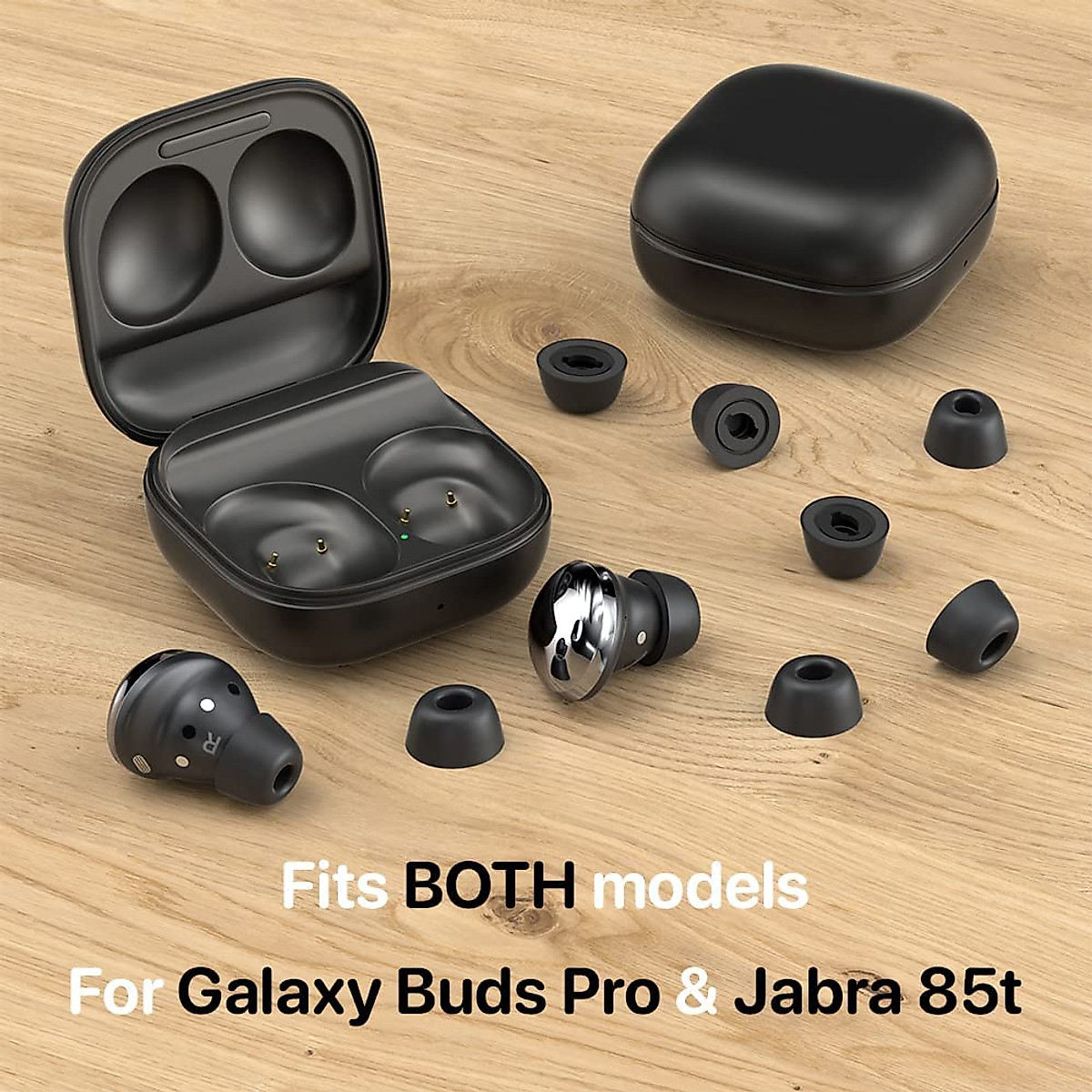 Memory Foams Pro Active V2.0 Patented Silicone Memory Foam Ear Tips for Galaxy Buds Pro and Jabra 85t. Stays in, Last 5X Longer, No Sweat/Wax. Replacement for Samsung Galaxy Buds Pro Tips. CharJenPro