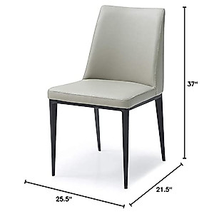 Whiteline Modern Living Gray Carrie Dining Chair, Light Faux Leather, Black Legs, Set of 2