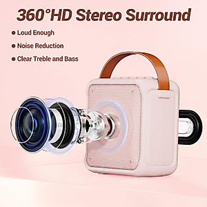 Ankuka Toys Karaoke Microphone Machine for Girls, 4-12 Years Old Girls Birthday Gifts, Portable Speaker with 2 Microphones for Kids Age 3, 4, 5, 6, 7, 8, 9, 10+Year Old(Pinkcolor)