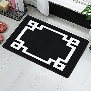 Entryway Mats Black and White Greek Key Square Outdoor and Indoor Rug ,24x16 Inch .5x20 Inch Two Size.
