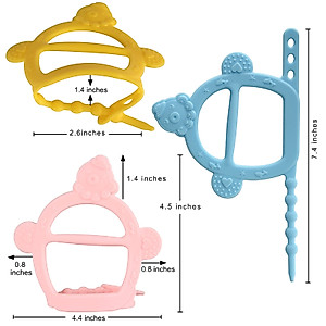 Fu Store 3 Pack Silicone Baby Wrist Teether Anti-Dropping Teething Toy for 3+ Months Infants, Octopus Shape Babies Chew Toys Pink Blue Yellow