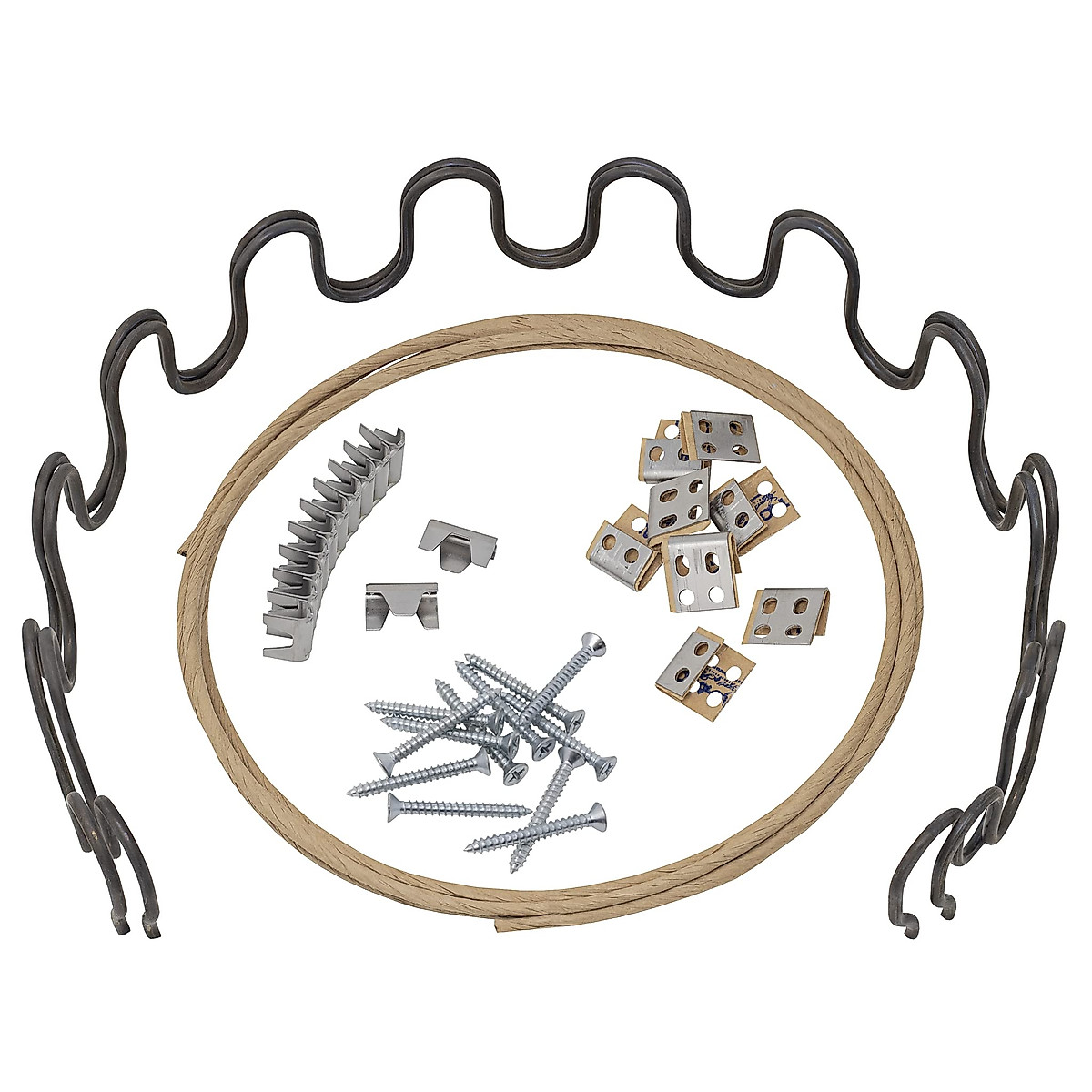 House2Home 15" Couch Spring Repair Kit to Fix Sofa Support for Sagging Cushions - Includes 2pk of Springs, Upholstery Spring Clips, Seat Spring Stay Wire, Screws, and Installation Instructions