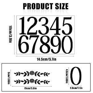 AIEX 2 Inch Vinyl Reflective Mailbox Number Stickers, 4 Sheets Waterproof Self-Adhesive Mailbox Decals with 2pcs Flower Border Decoration for Outside Sign Window Door Car House Address Numbers (Black)