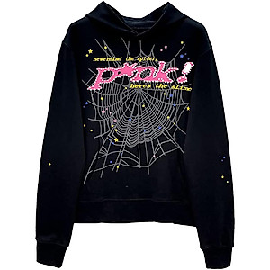 Meiweileya Spider Hoodie Women Man Teens Girls Zip Up Spider Web Y2k Hoodies Fashion Sweatshirt Jacket Streetwear Clothing (Black Pullover Hooded, S)