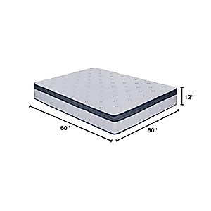 Olee Sleep 12 Inch Euro Top Gel Memory Foam Spring Hybrid Mattress Full, Mid Night, Mattress In a Box, CertiPUR-US Certified, Queen