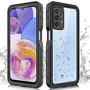 for Samsung Galaxy A23 5G Case, Waterproof Phone Case with Built-in Screen Protector and Lanyard, Full Body Underwater Dustproof Shockproof Rugged Heavy Duty Protection Cover for Samsung A23 5G Black
