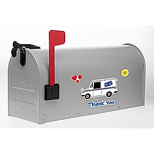 (2x) Thank You Mailbox Sticker Decal, Outdoor Sticker for Mailbox Mail, Truck, Long Lasting Quality Postal Decal with Love and Support for Mail Carrier, Die Cut Outdoor or Indoor
