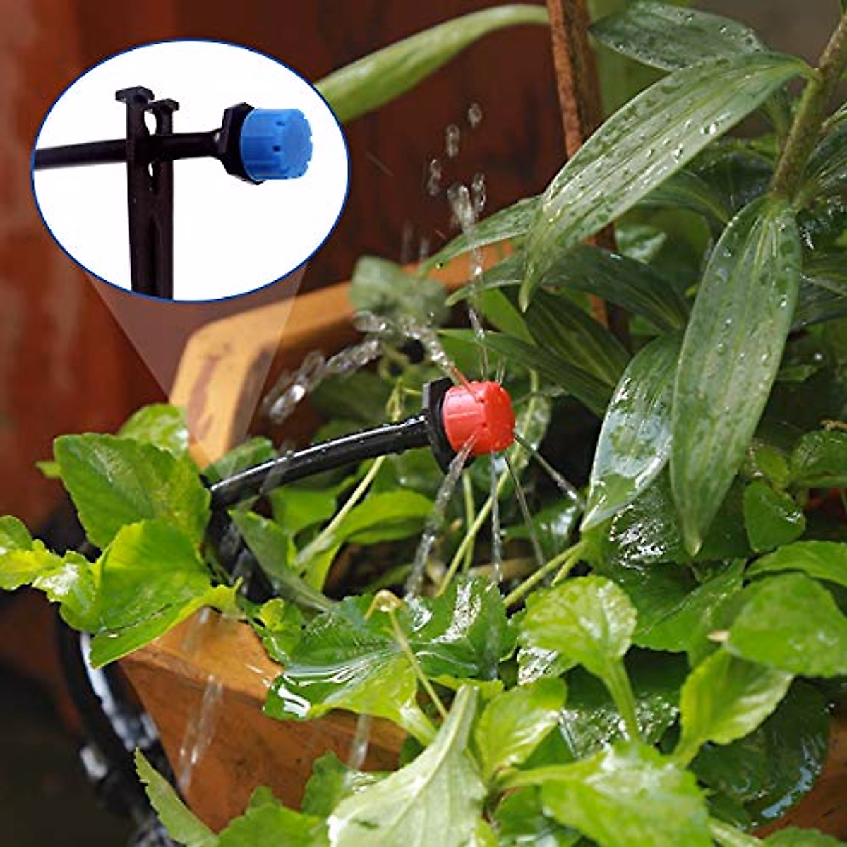 Irrigation Drip Support Stakes 1/8" 1/4" Tubing Hose for Vegetable Gardens Flower Beds Herbs Gardens Black 100 Pack