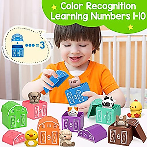 Learning Toys for 1,2,3 Year Old, 20 Pcs Farm Animals Toy, Counting Skill, Color Matching, Fine Motor Game, Christmas Birthday Easter Educational Gift for Baby Toddler Boys Girls Age 12-18 Months