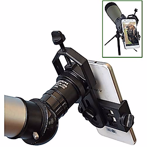 AccessoryBasics Binocular Spotting Scope Telescope Microscope Periscope Adapter Mount for Smartphone iPhone 13 14 Pro Max Galaxy S23 S22 S21 Note Pixel OnePlus Video Image Recording [Includes Remote]
